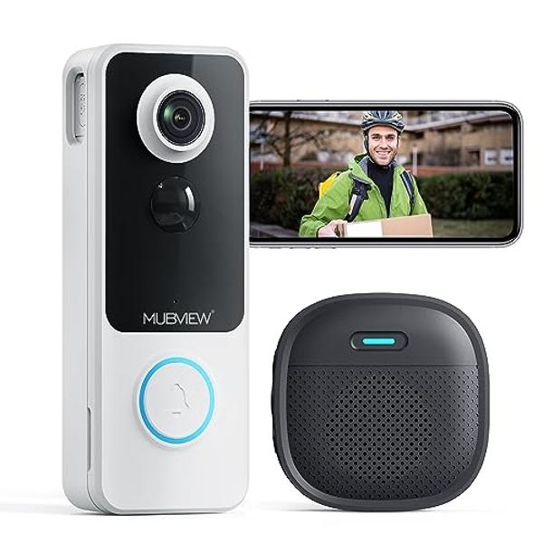 MUBVIEW Wireless Video Doorbell with Chime, 1080p, 2-Way Talk, Night ...