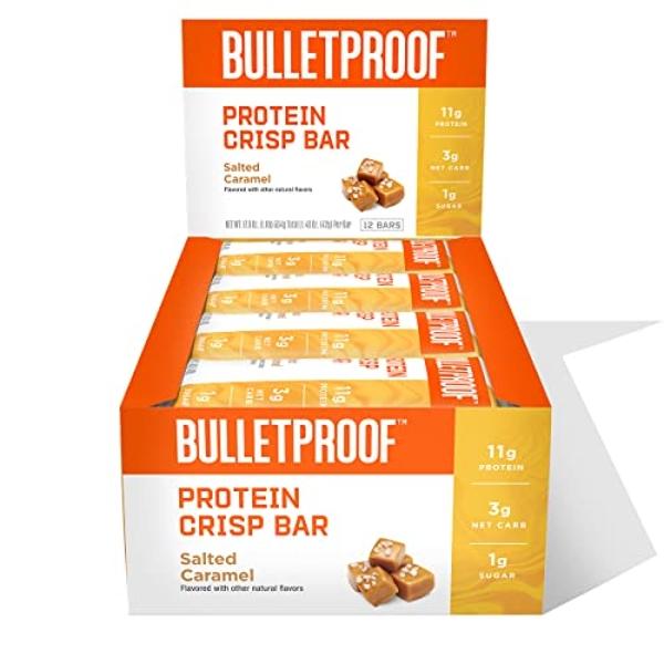Bulletproof Salted Caramel Protein Crisp Bars, 12pk, High Protein, Low ...