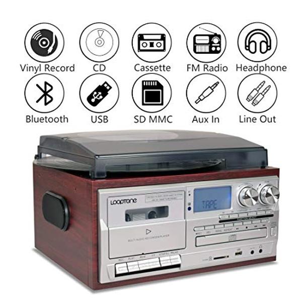 ORCC 10-in-1 Record Player, Nostalgic Turntable for Vinyl Record with ...