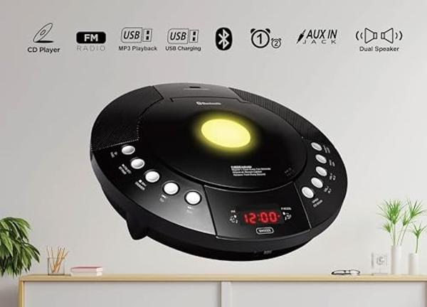 HANNLOMAX HX-330CD CD Player, FM Radio, Bluetooth, Alarm Clock, Red LED Display, USB Port for ...