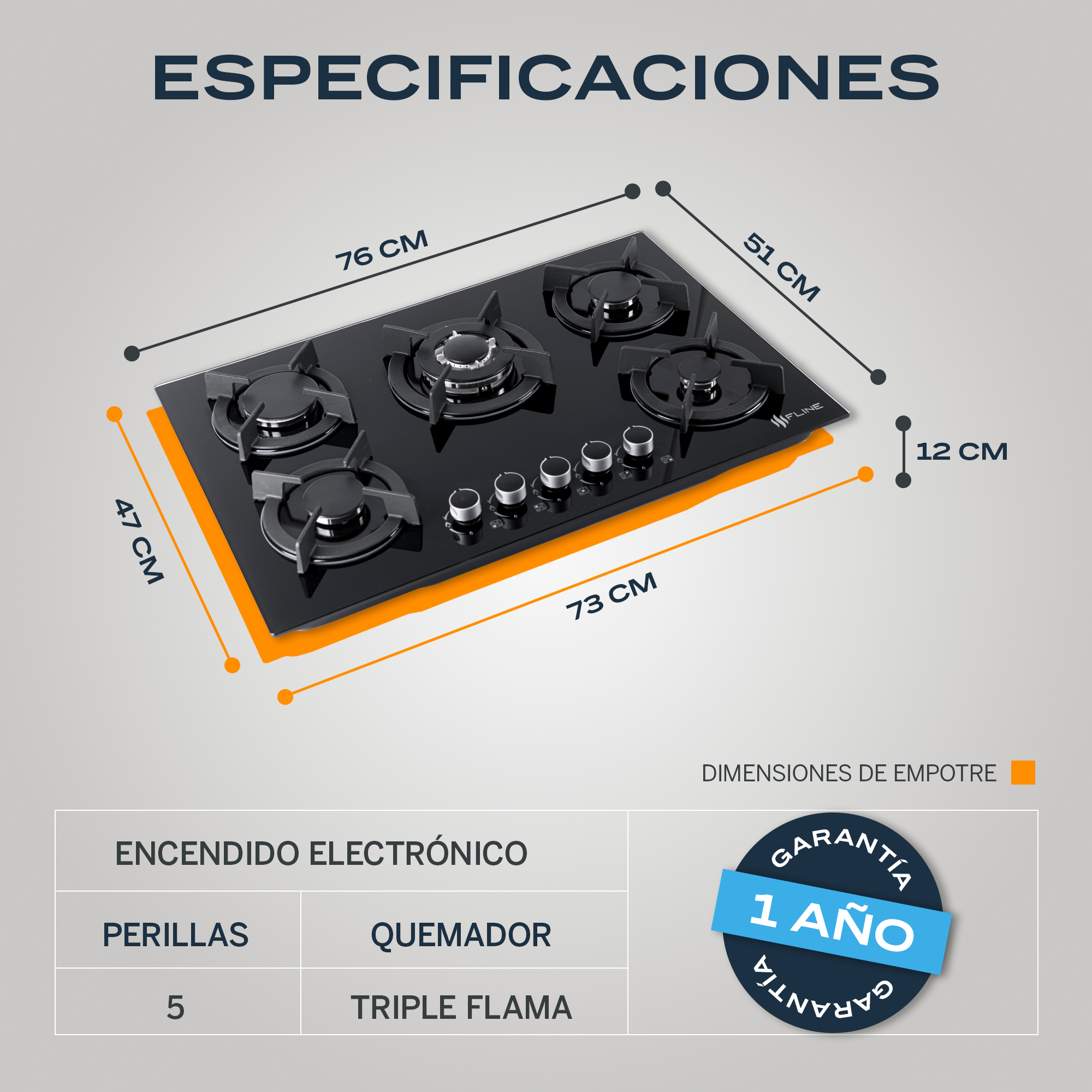 Combo parrilla de gas y campana extractora 80 cm | negra | 5 quemadores ...