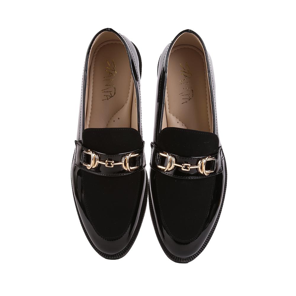 Zapato Mujer Mocasin Vestir Negro Stampa 14104204