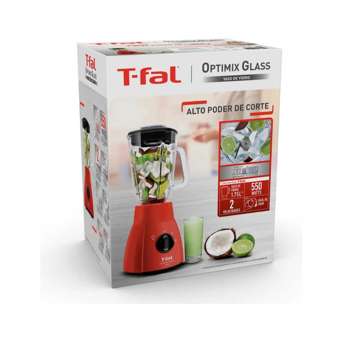 Licuadora T-fal Optimix LN2785X0-ROJA 2 velocidades