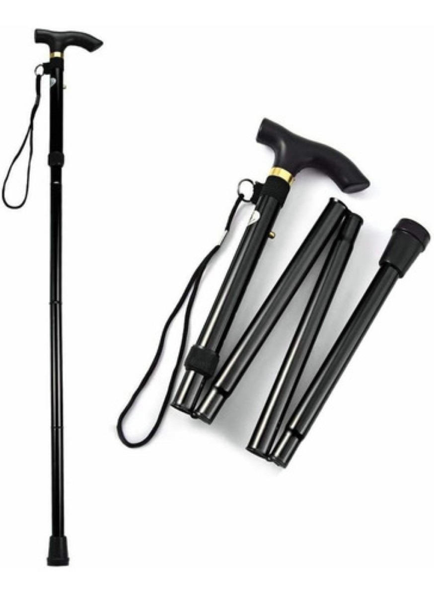 Bastón Plegable / Retráctil - Muy Ligero, Practico Y Cómodo Color Negro ...
