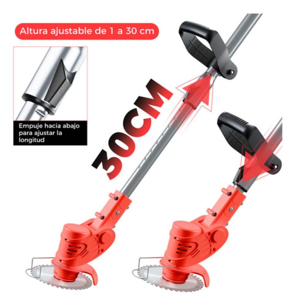 Desbrozadora Eléctrica Inalámbrica Podadora Pasto 2 Baterías roja