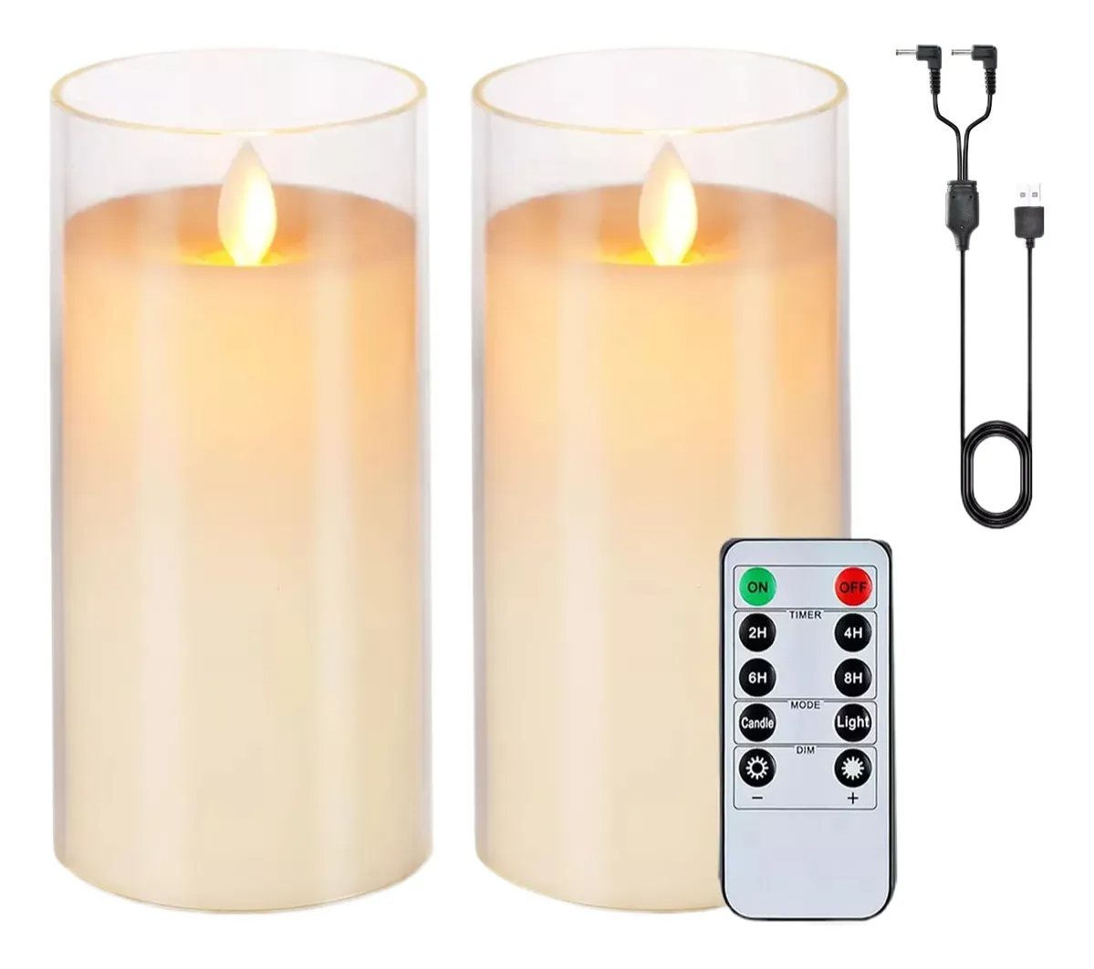 2 Velas Led Sin Llama Con Batería Recargable A Control Remot