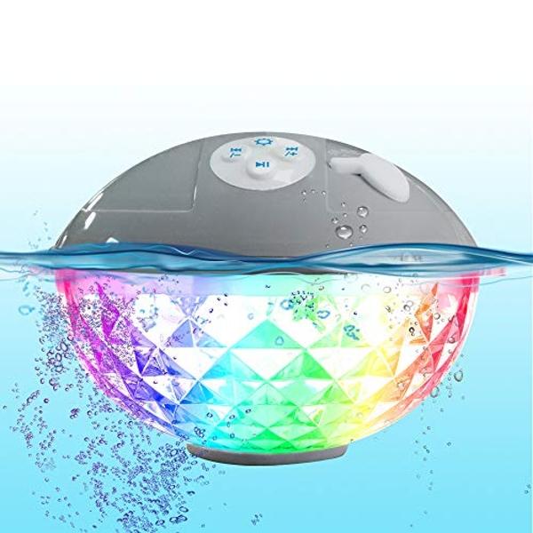 Altavoces flotantes para piscina con luces de colores, altavoz ...