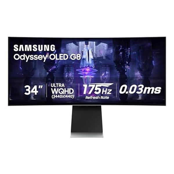 Monitor curvo para juegos Samsung Odyssey G85SB de 34 pulgadas, QD-OLED ...