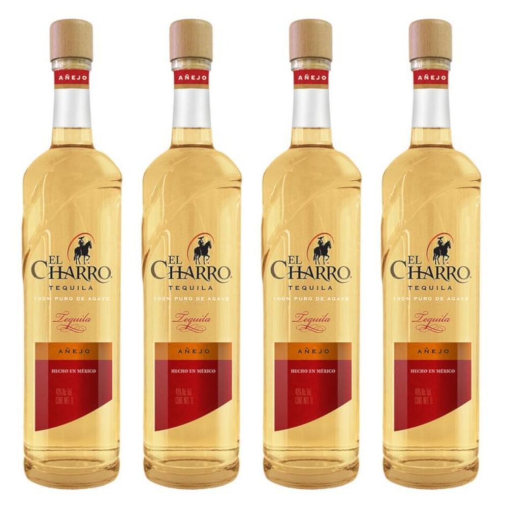 Pack de 4 Tequila El Charro Añejo 100% 1 L
