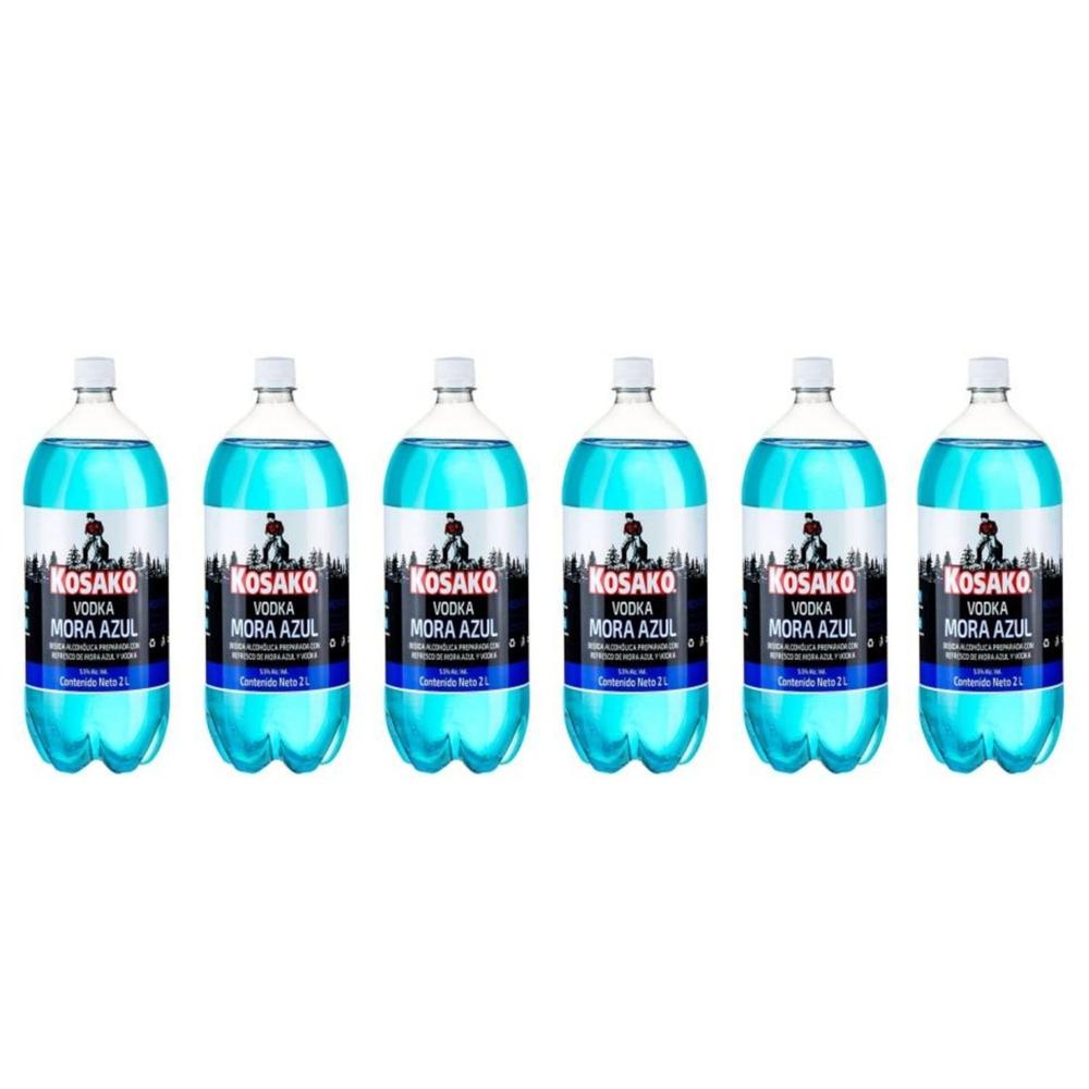 Pack de 6 Fusión Kosako Vodka/Mora Azul 2 L