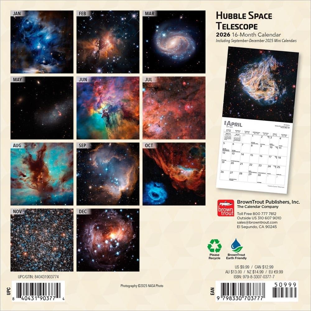 Calendario: Hubble Space Telescope 2026 Mini 7X7
