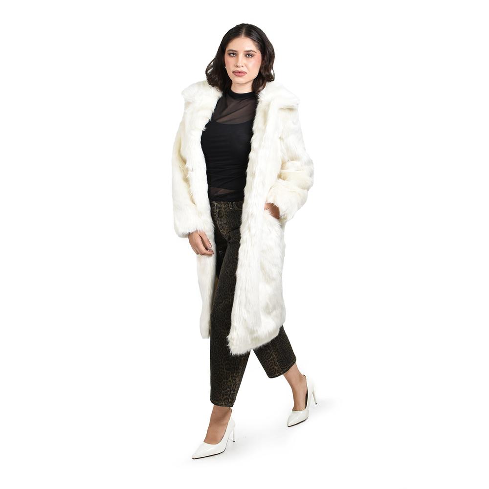 Abrigo largo de peluche Roman Fashion /Juvenil, 4098 (Blanco)
