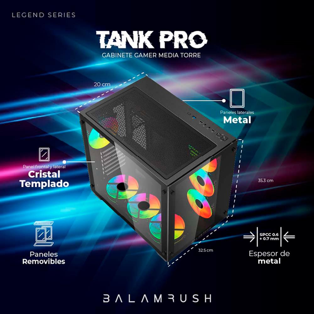 Gabinete Gamer BALAM RUSH TANK PRO GM930 ATX Media Torre 4 Fan RGB ...