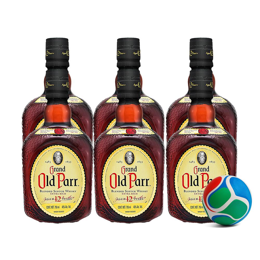 6 Whisky Grand Old Parr 12 años Blend 750 ml + Balón Mini