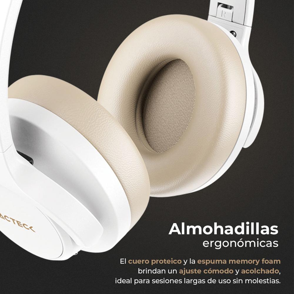 Audifonos Diadema Inalambrica ACTECK HYPE EPIC HP750 Microfono Integrado 3.5mm + BT Blanco AC-940863