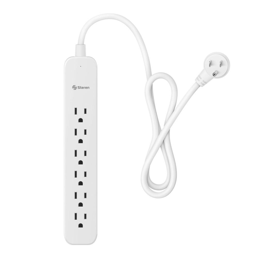 Tira multicontactos de 6 salidas verticales con supresor de picos (245 J)