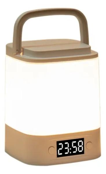 Lámpara Tricolor Led Con Reloj Electrónico marron
