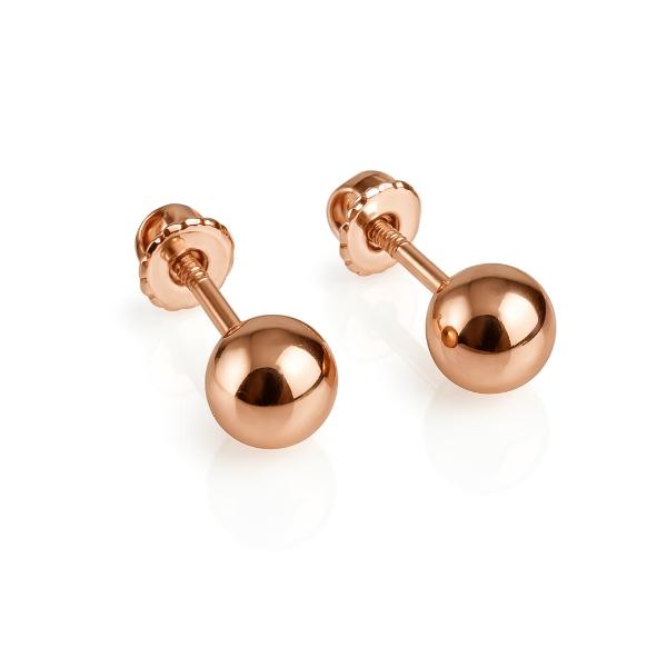 Aretes Dormilonas Authshine Oro Rosa de 10 kilates 4mm mujer y niña