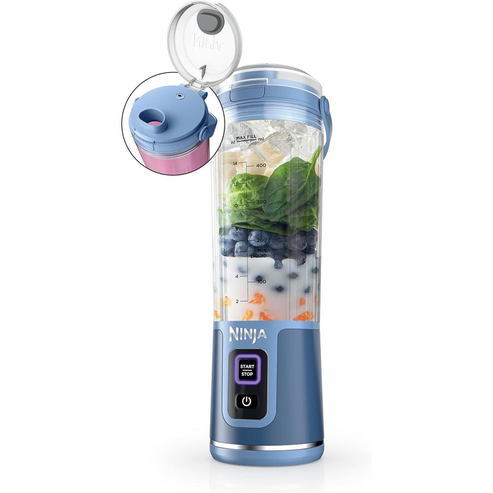 Licuadora Ninja Portátil 470ml Azul Recargable Usb Bc100nv