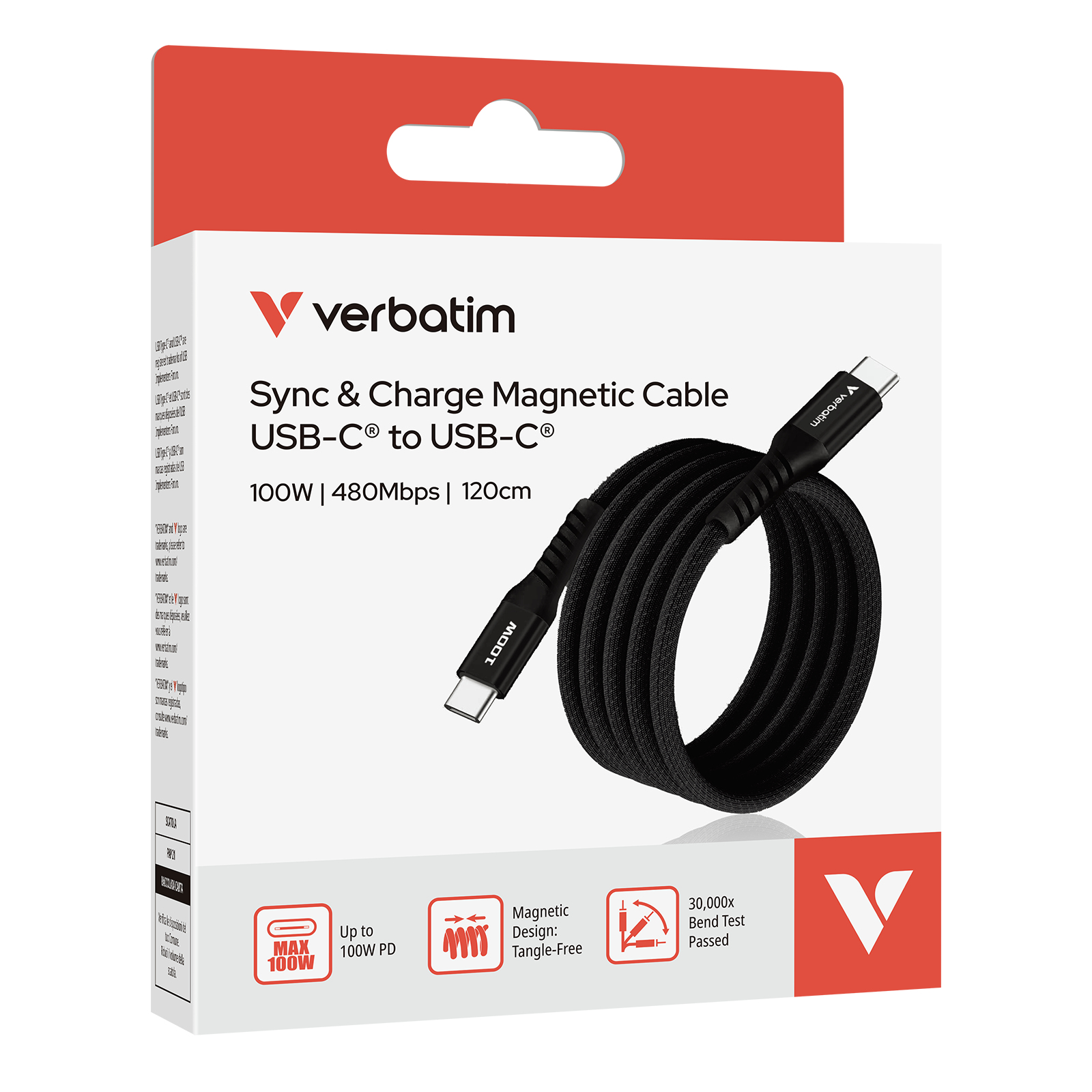 Verbatim Cable Magnético Verbatim Compacto 100W 12cm Color Negro