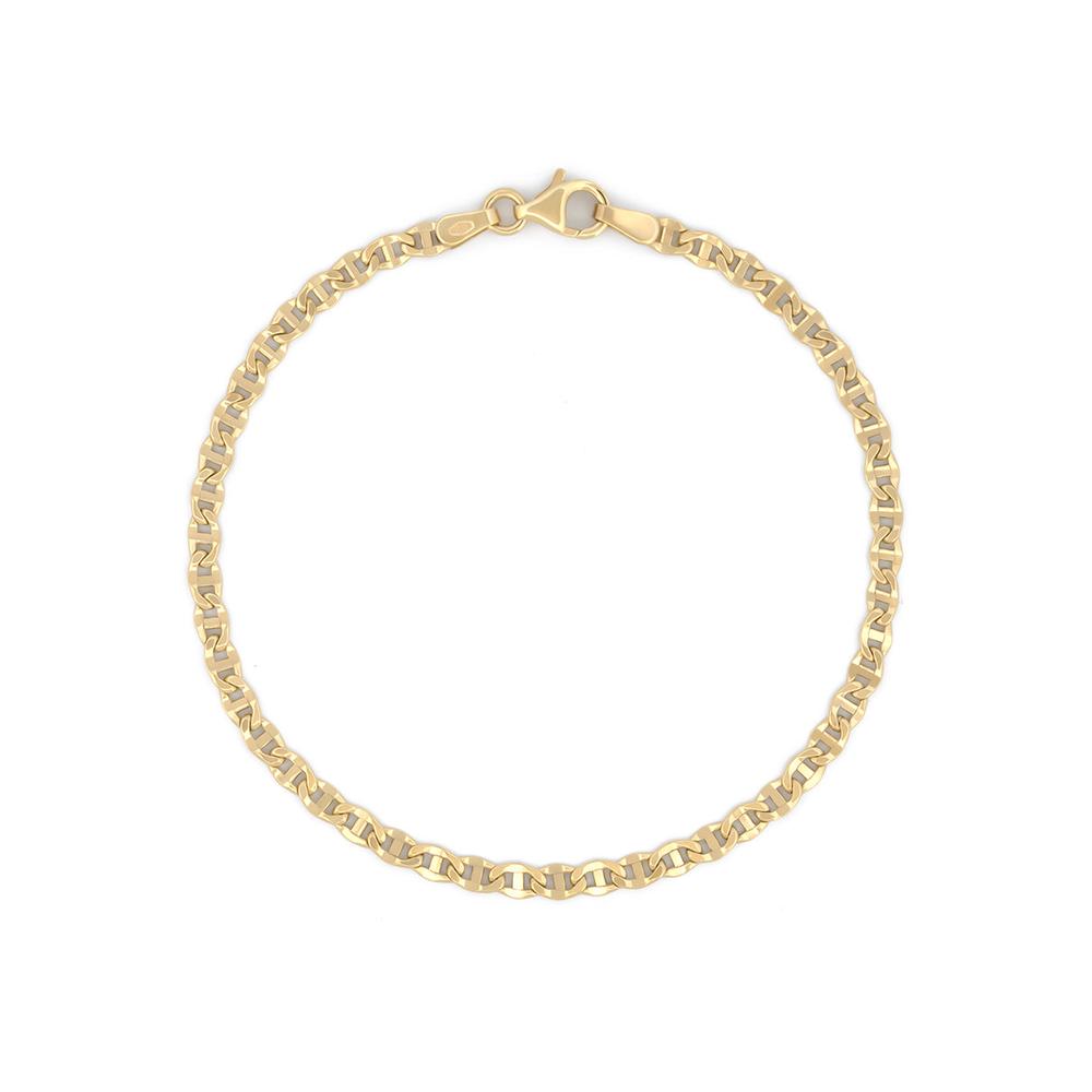 Pulsera Tejido Grano 3mm Oro Amarillo 18.5 cm Solido 10k