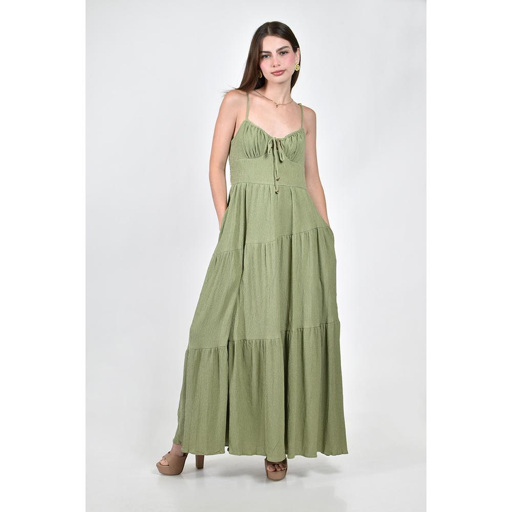 Vestido maxi de tirantes Roman Fashion /Juvenil, 7319 (Pistache)