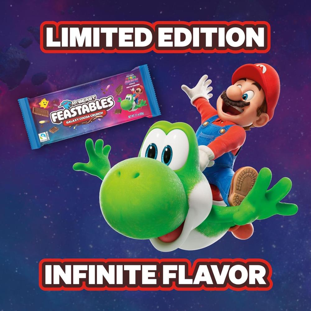 Feastables Galaxy Cocoa Crunch Super Mario Pack 10 Barras Chocolate MrBeast