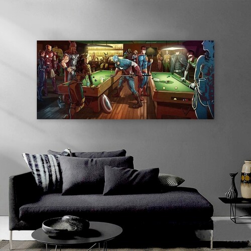 Marvel Vs Dc Billar Cuadro Decorativo Canvas 4k Premium
