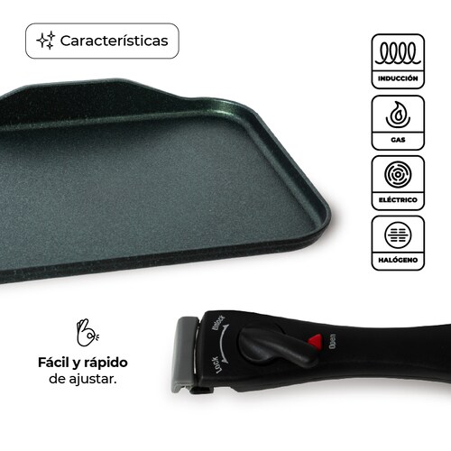 Comal Jade Innoble Rectangular Antiadherente con Mango Desmontable