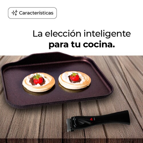 Comal Amatista Innoble Rectangular Antiadherente con Mango Desmontable