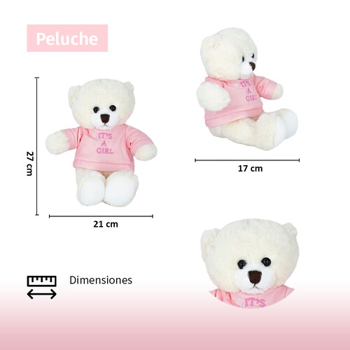 Oso de Peluche Blanco para Baby Shower o revelación Niño/Niña