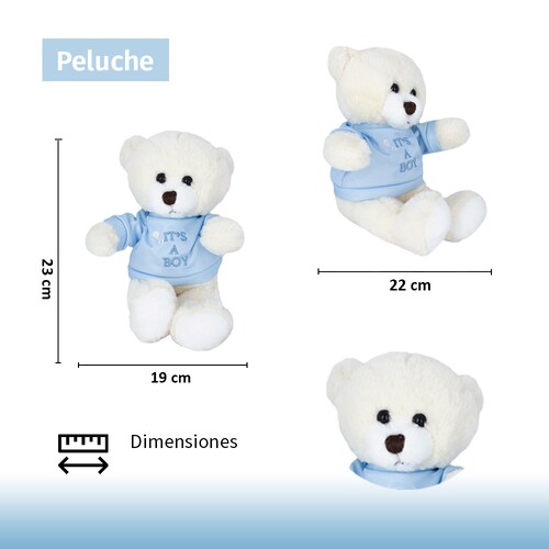 Oso de Peluche Blanco para Baby Shower o revelación Niño/Niña