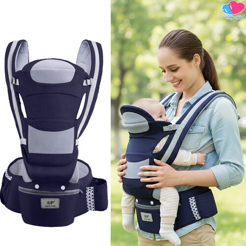 Canguro Ergonómico para Bebé 100% Algodón 15 Posiciones Azul Marino ...