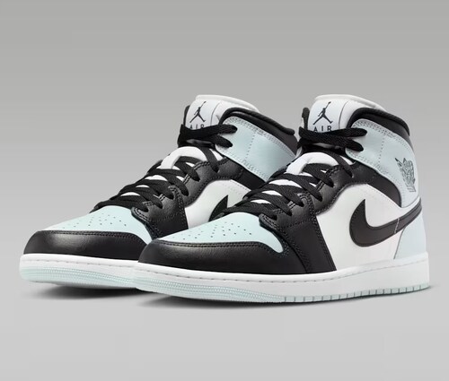 Tenis Air Jordan 1 Mid Negro/blanco/azul Hombre Tallas #25 al #30