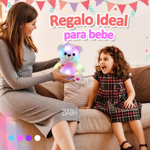 Oso de Peluche Felpa Suave Color Morado con Luces LED Multicolor Regalo ...