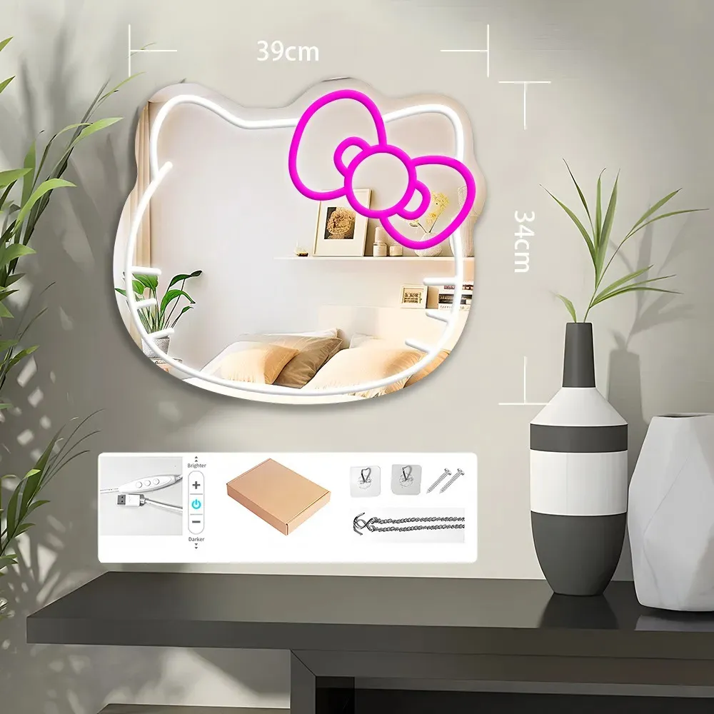 Espejo con Luz LED Hello Kitty – Ideal para Maquillaje, Tocador y ...